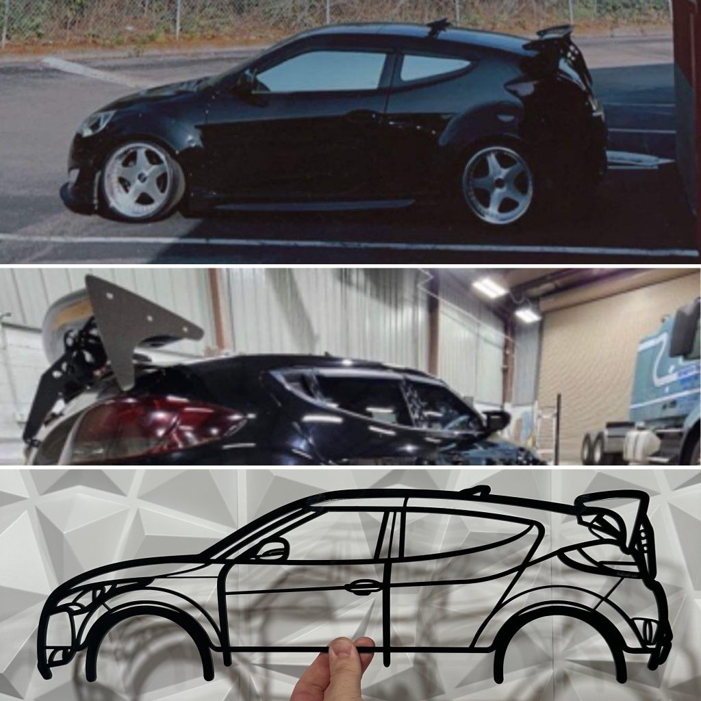 Veloster Generation 1 Custom Wing Silhouette Line Wall Art (Video ...