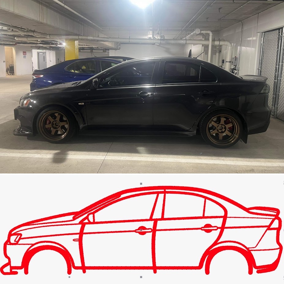 Evolution X Custom Silhouette Line Wall Art Evo X Generation 10 ...