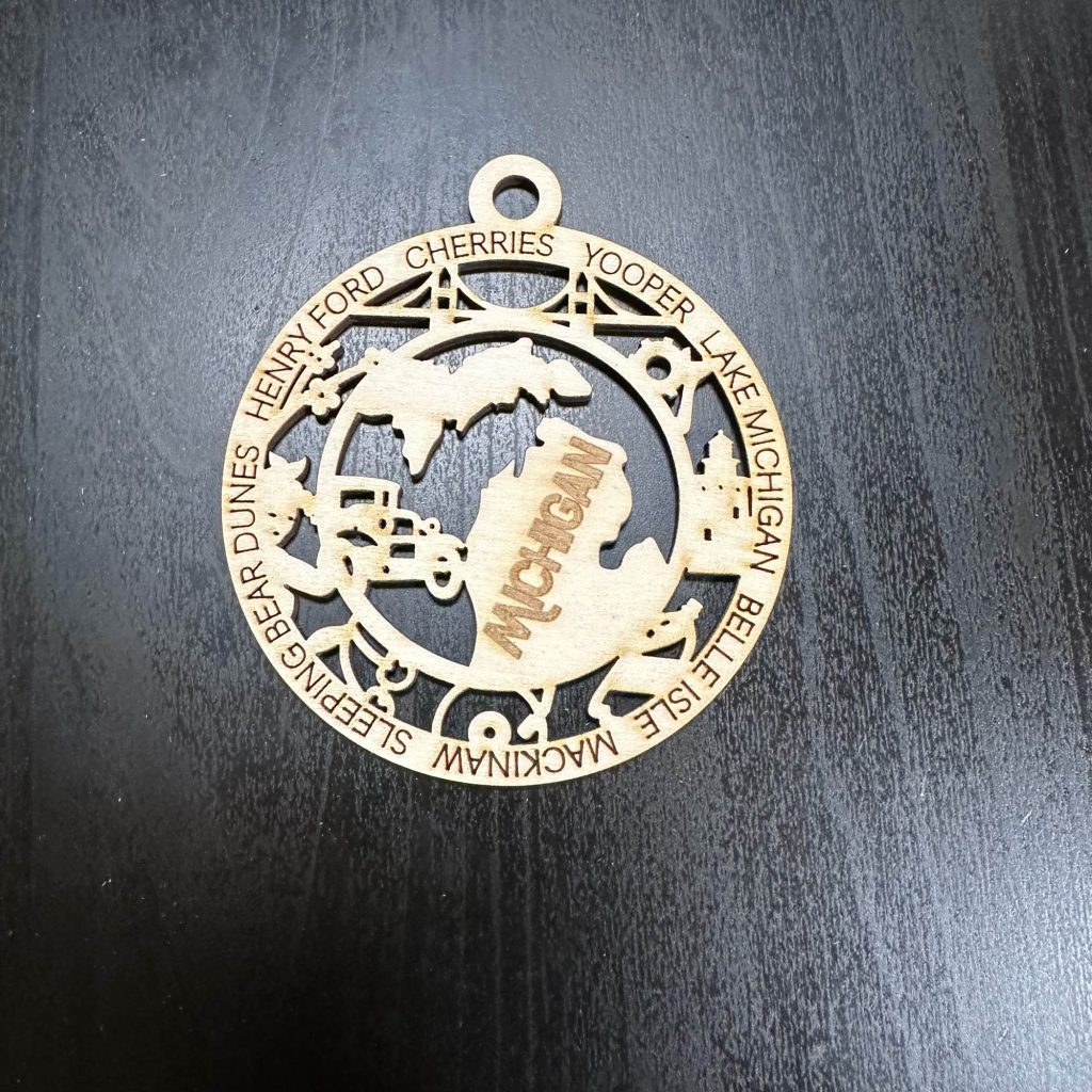 Michigan (MI) State Christmas Ornament – Sticker Boost