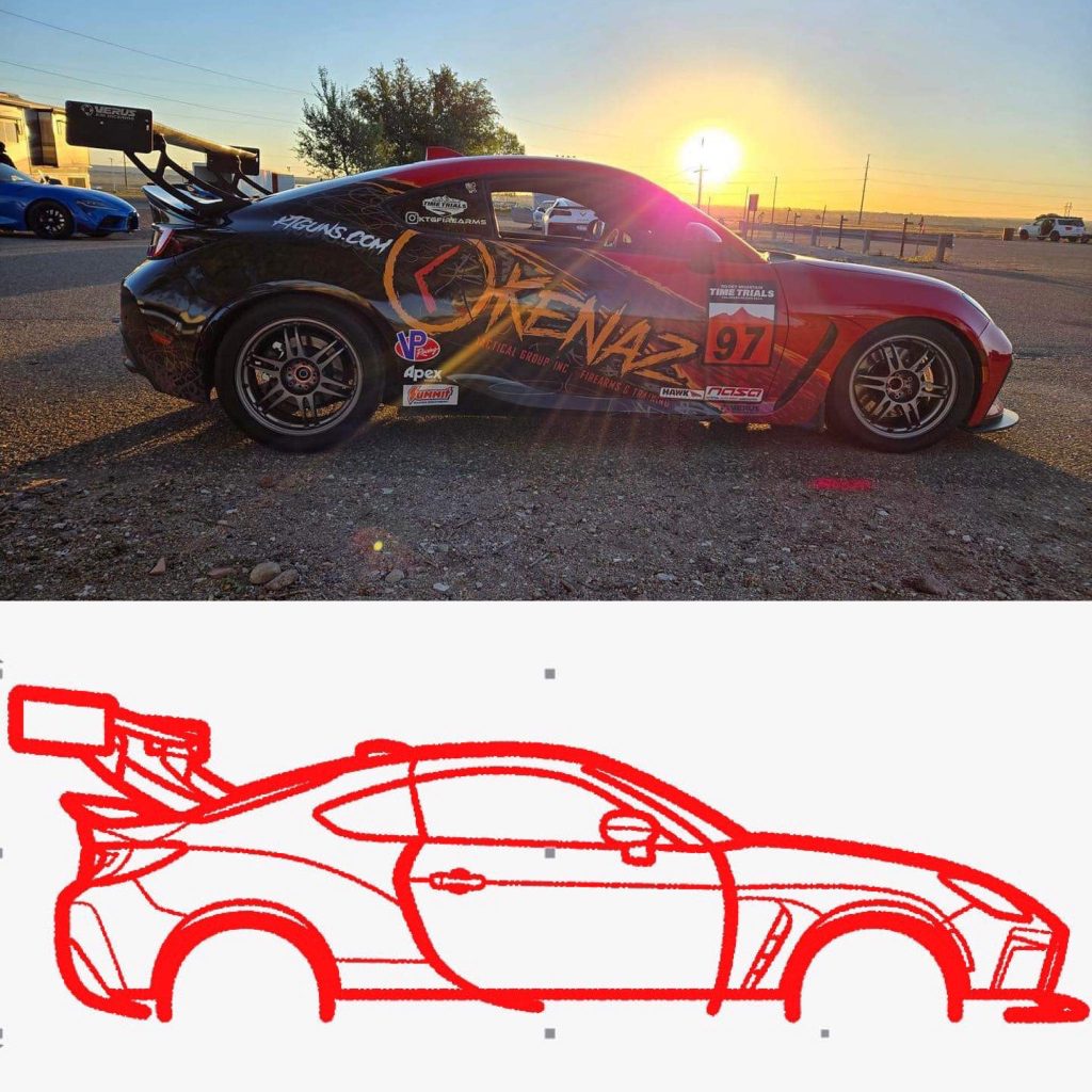Custom GR86 With Big Wing Silhouette Line Wall Art – Sticker Boost